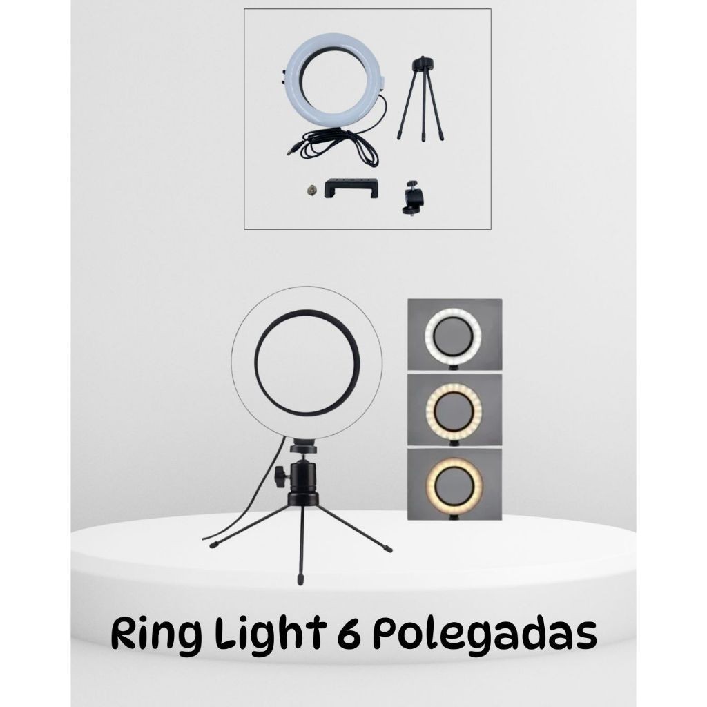 Ring Light Led Mesa Iluminador Pequena Tripé 6 Polegadas, Luz Para Selfies USB | Shopee Brasil