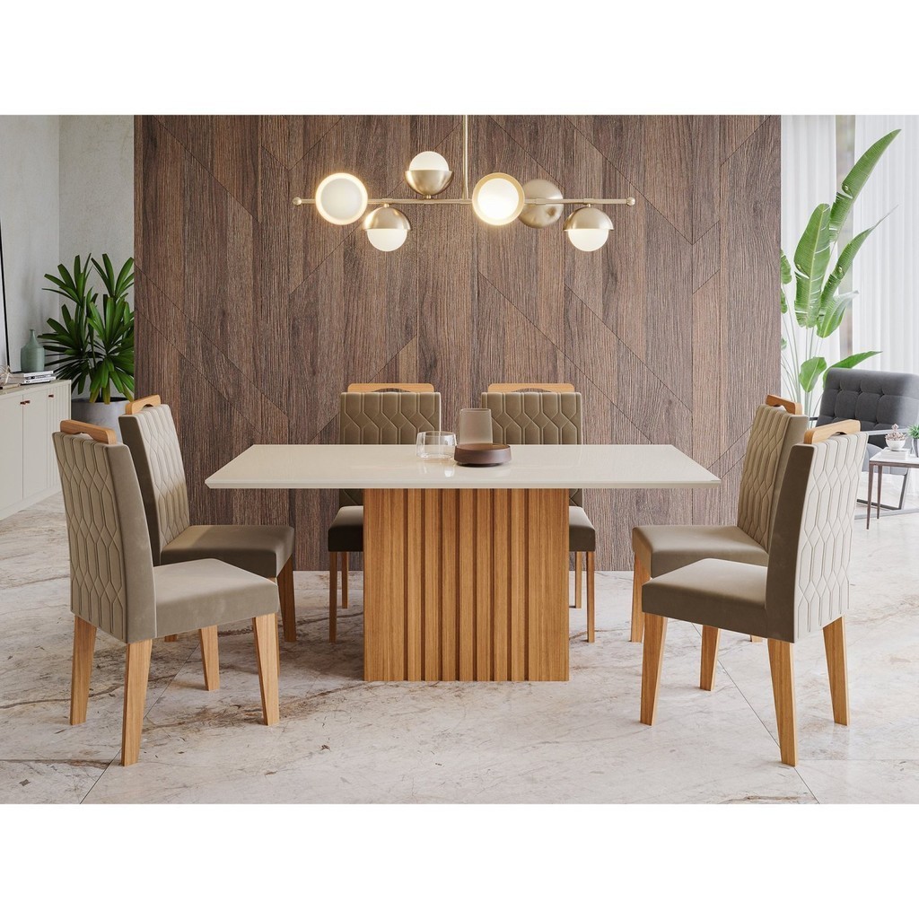 Conjunto para Sala de Jantar Mesa 180cm Ana 6 Cadeiras Paola | Shopee ...