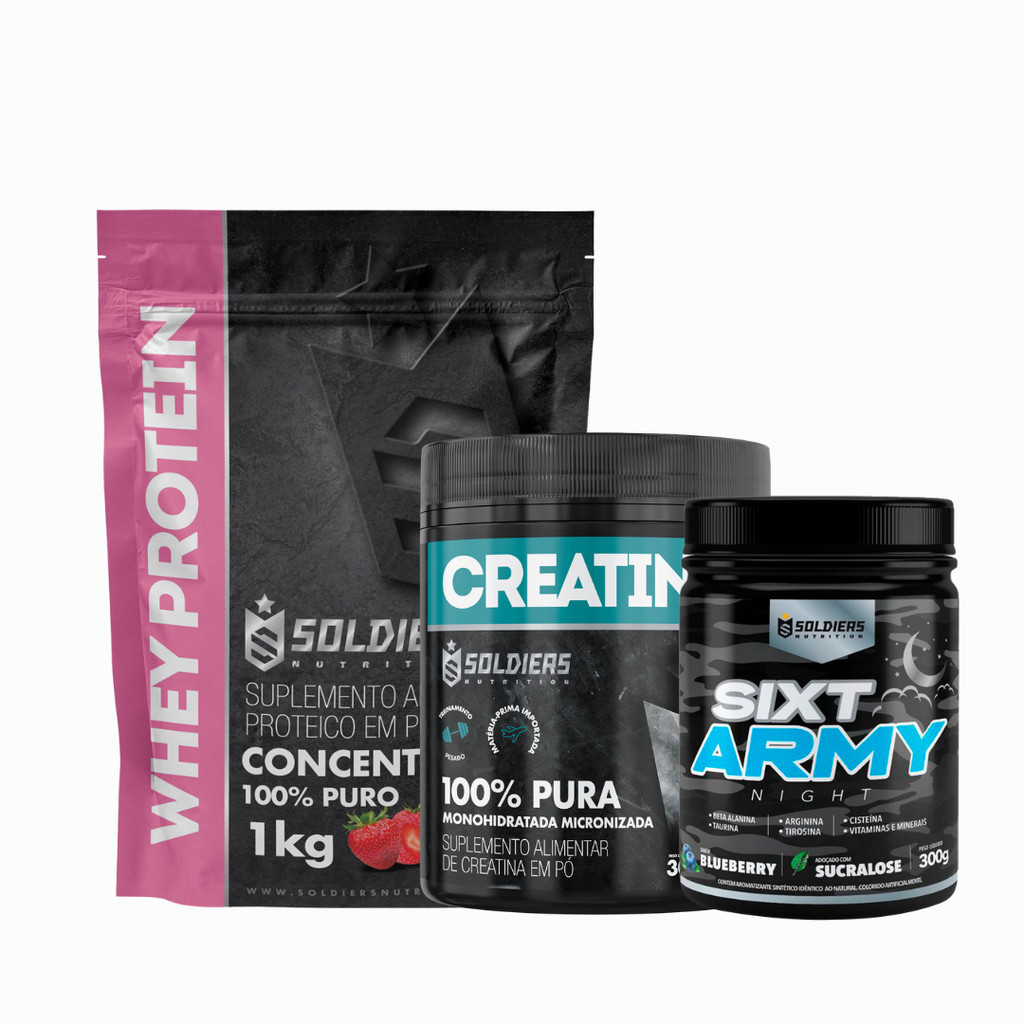 Kit: Whey Protein Concentrado 1kg + Creatina Monohidratada Pote 300g ...