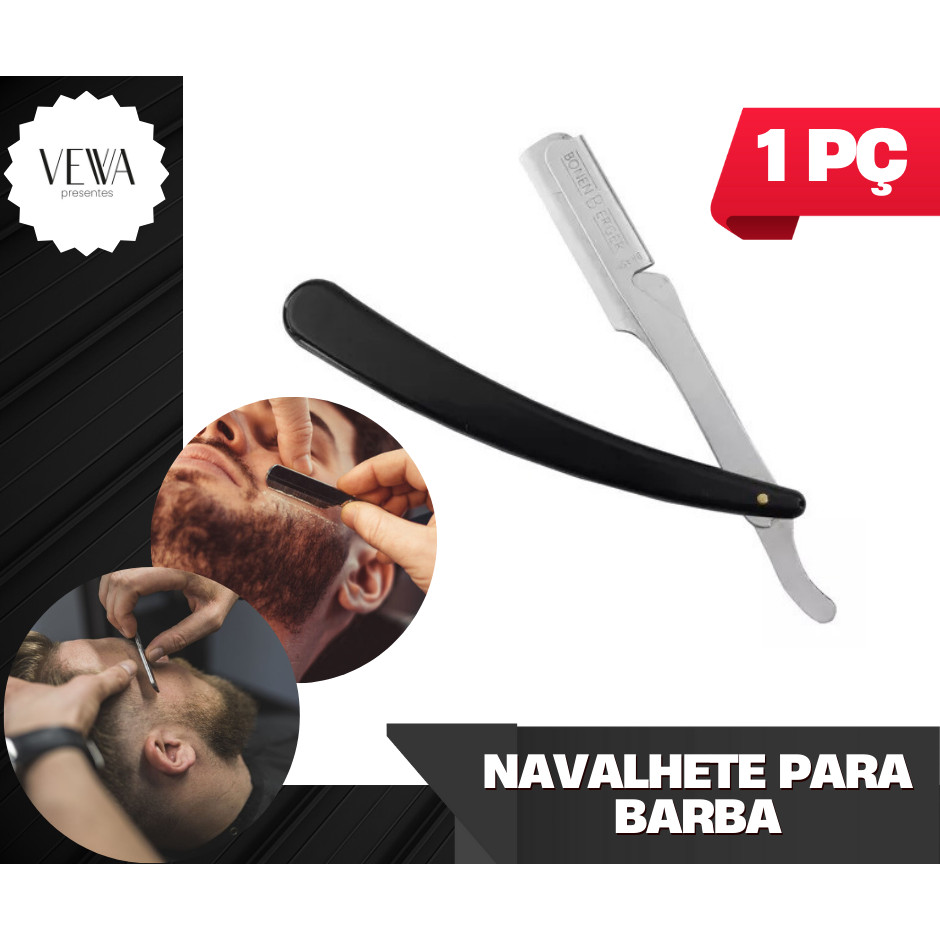 Navalha Navalhete Profissional Barbeiro Aço Inox Acabamento Barba ...