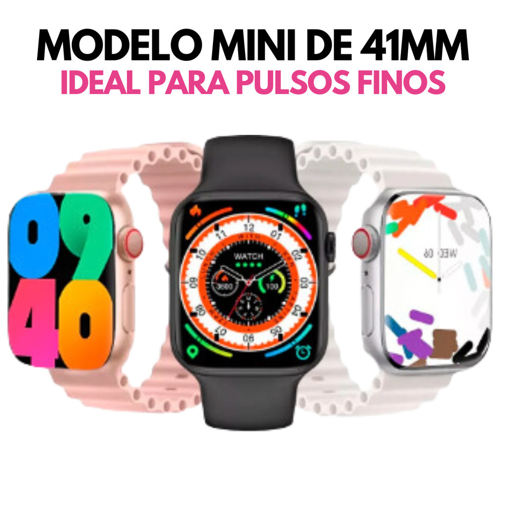 Smartwatch HW68 Mini Watch 8 Mini 2 Pulseiras Série 8 41mm Feminino ...