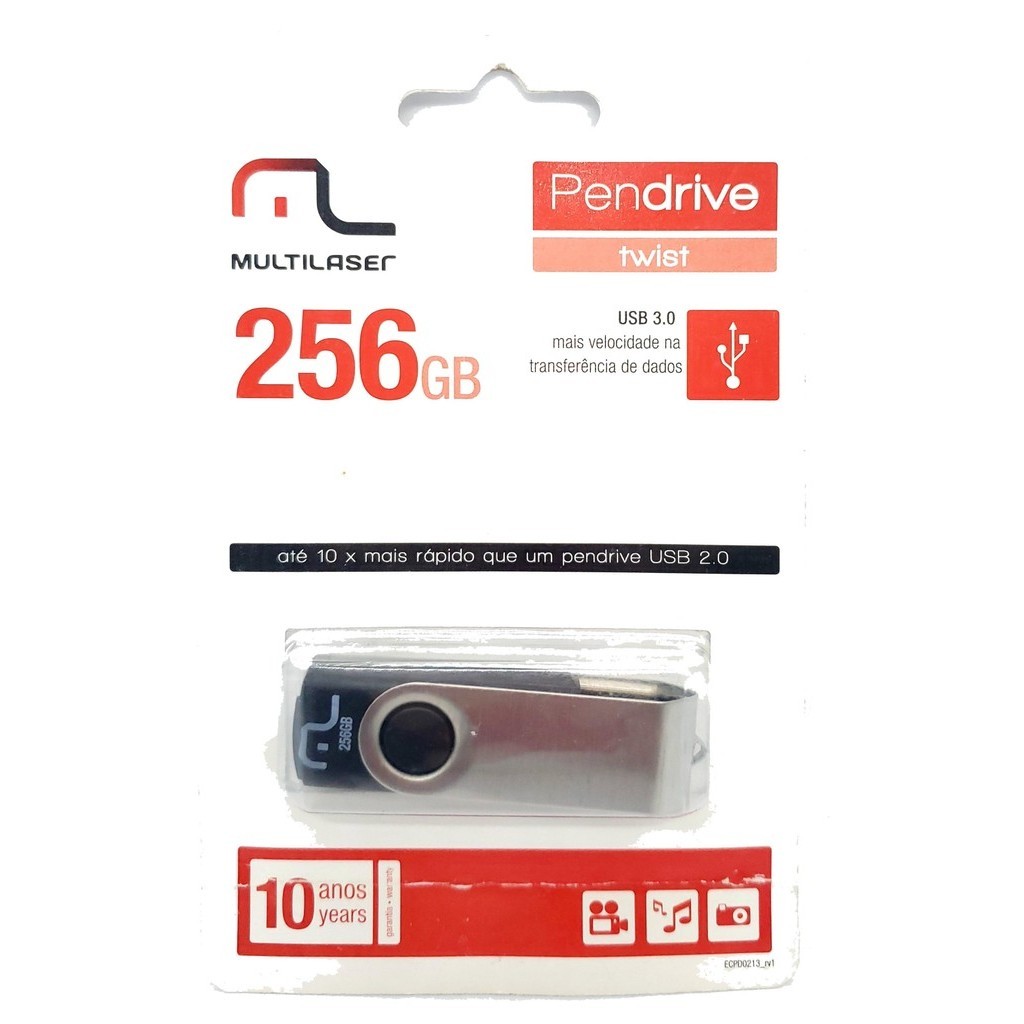 Pen Drive 256GB USB 3.0 Multilaser Twist Original 100% | Shopee Brasil