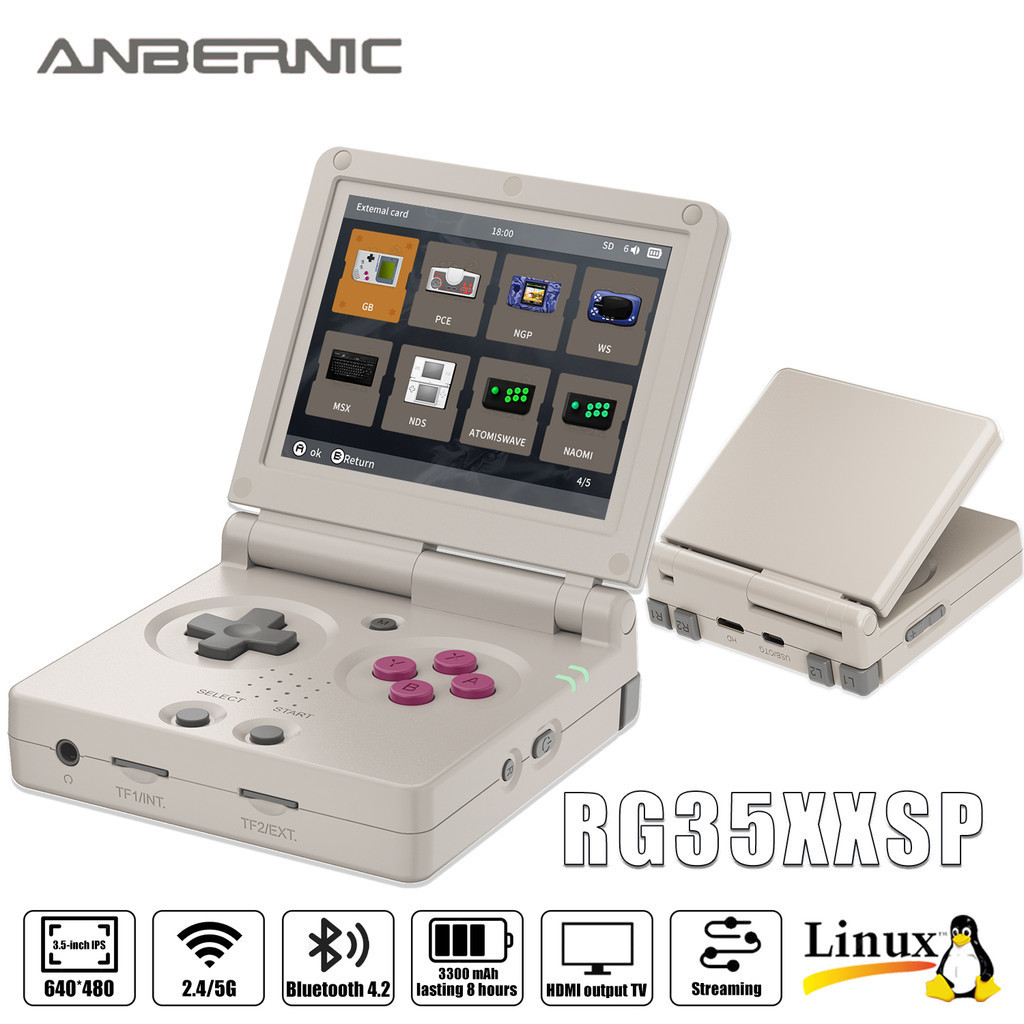 ANBERNIC RG35XXSP Console De Jogo Portátil Flip Linux System 64G 3.5'Tela IPS HDMI-TV-Out ...