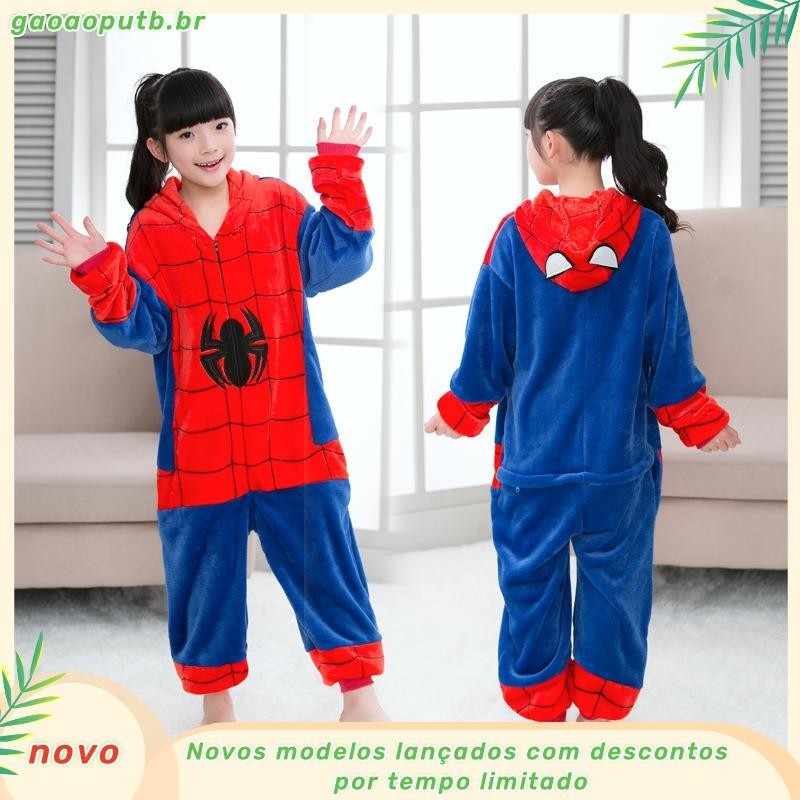 Pijamas de flanela vermelha, pijama de homem-aranha masculino, fatos da ...