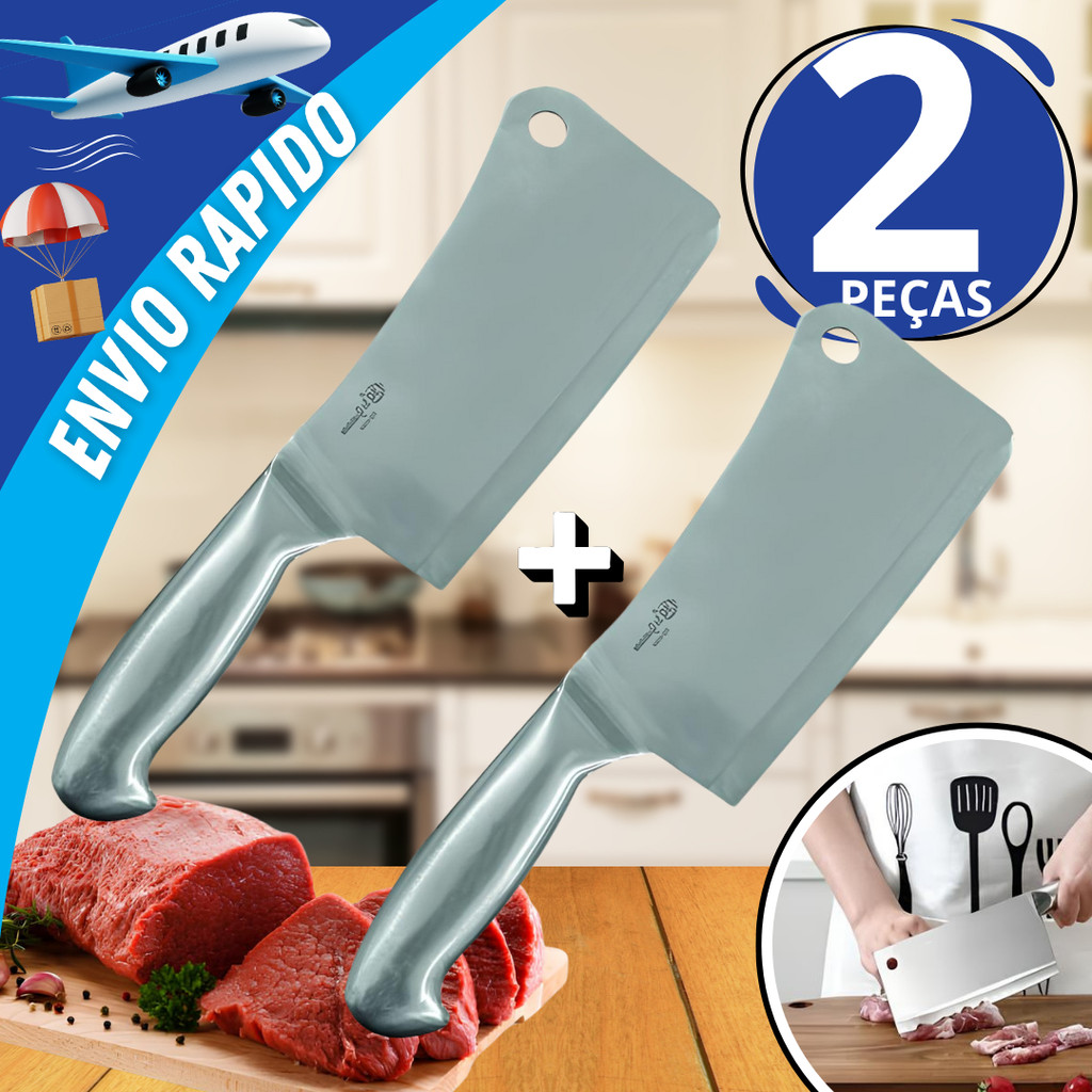 Faca Cutelo Jogo 02 Peças Em Inox Machadinho Profissional Escovado ...