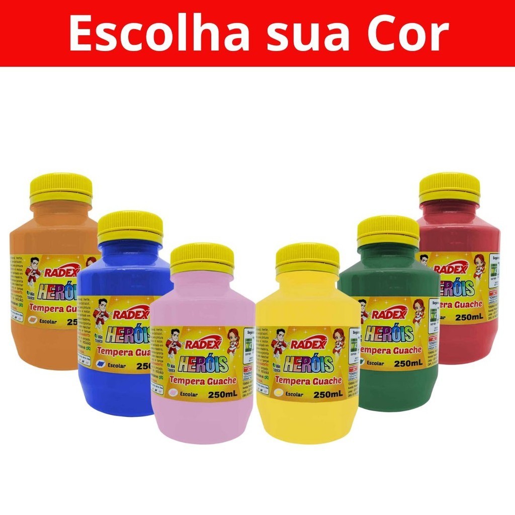 Tinta Guache Escolar 250ml College Radex - Escolha Sua Cor | Shopee Brasil