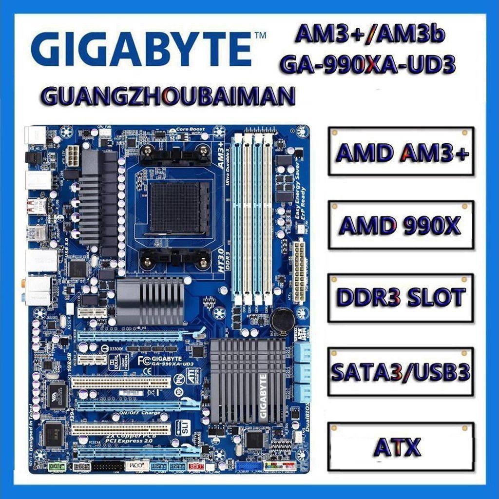 Gigabyte GA-990XA-UD3 AMD 990 Placa-Mãe DDR3 AM3 overclock crossfire ...