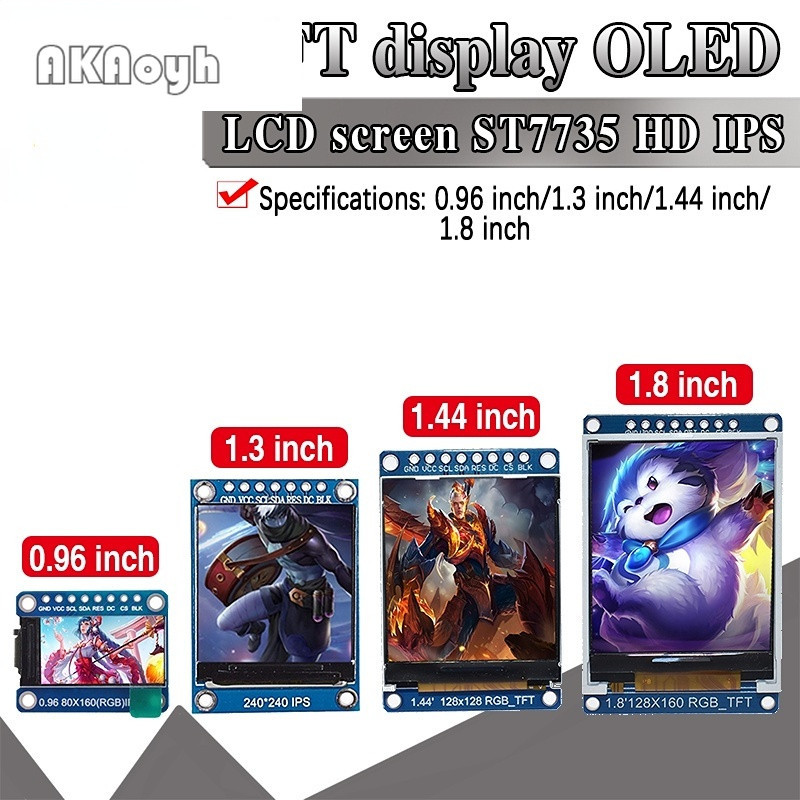 Tela TFT 0,96 1,3 1,44 1,8 Polegadas IPS 7P SPI HD 65K Módulo LCD A ... Tela TFT 0,96 1,3 1,44 1,8 Polegadas IPS 7P SPI HD 65K Módulo LCD A ...