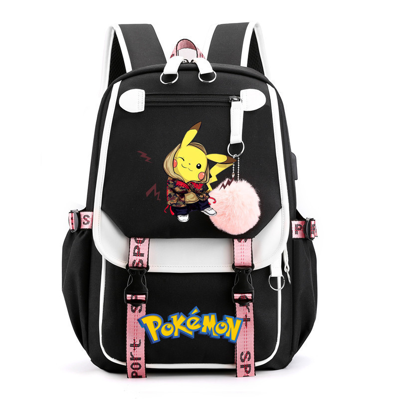 Mochila Pikachu Para Estudantes Bolsa Escolar Com Interface USB ...