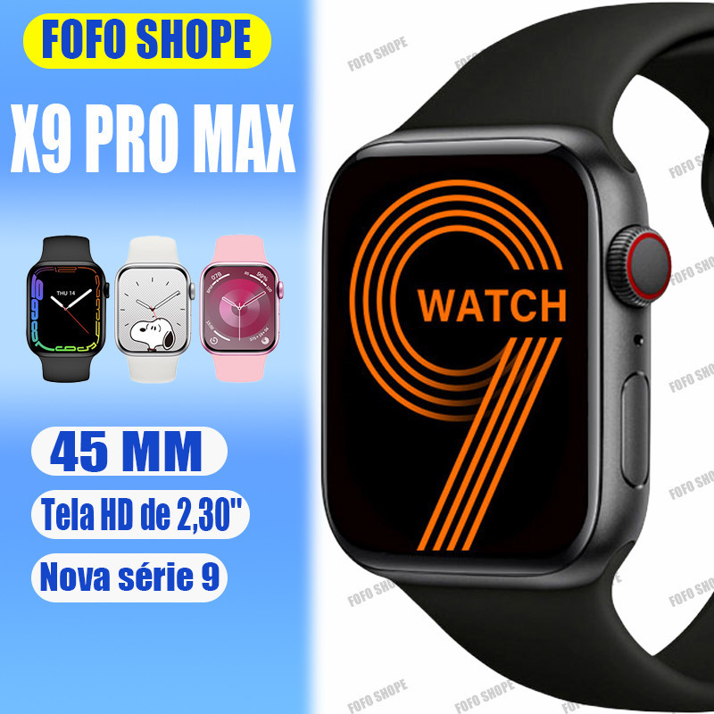 2024 X9 Pro Max Smartwatch Série 9 Lançamento 45mm Tela 2,30" Faz e ...