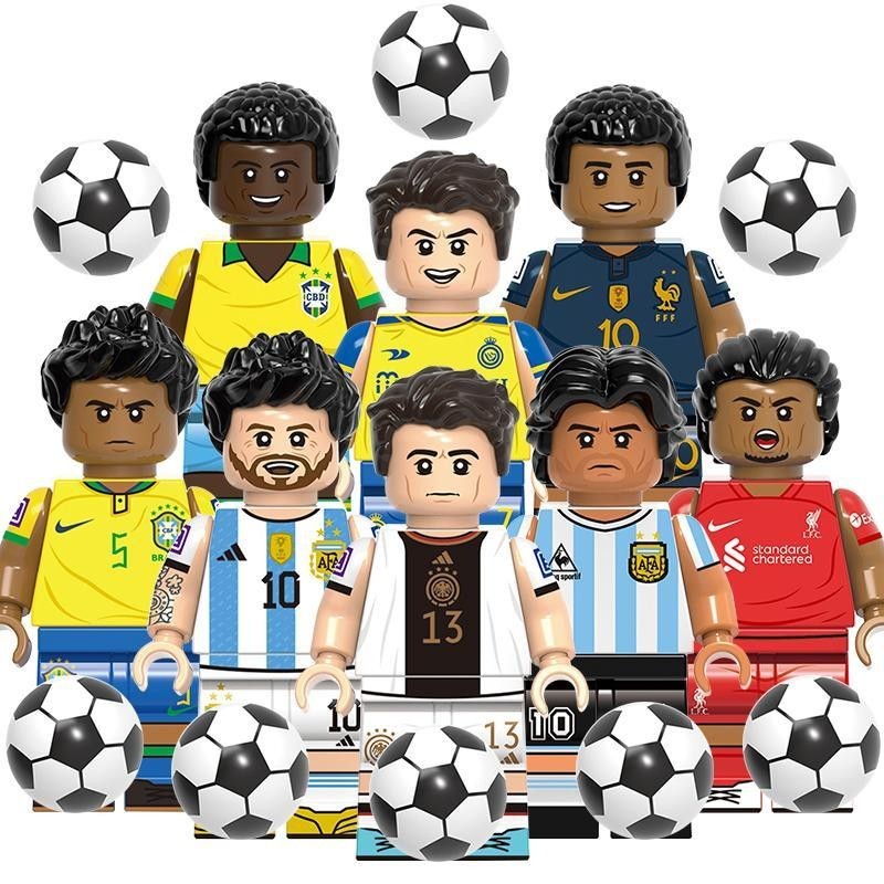 Compatível com LEGO World Cup jogador de blocos de futebol Pelé Messi ...