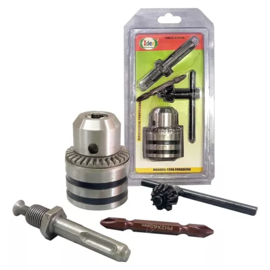 Kit Mandril Profissional 1/2 Martelete Furadeira Com Adaptador Sds ...