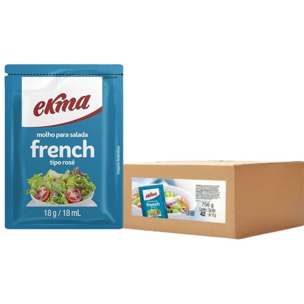 Caixa Molho Pronto Salada Ekma Sache French 42un 18g Vinagrete Tipo Rosé | Shopee Brasil