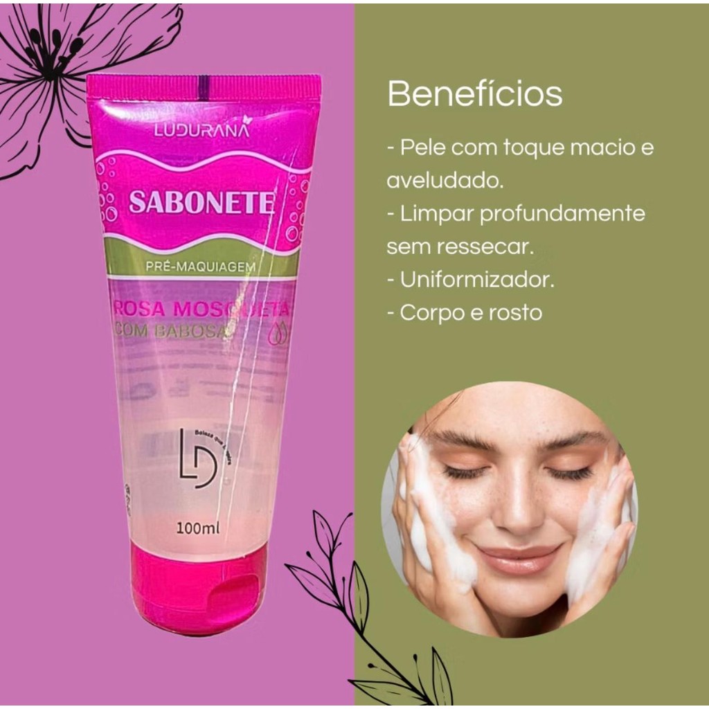 kit limpeza facial ludurana sabone + esfoliante rosa mosqueta 100ml ...