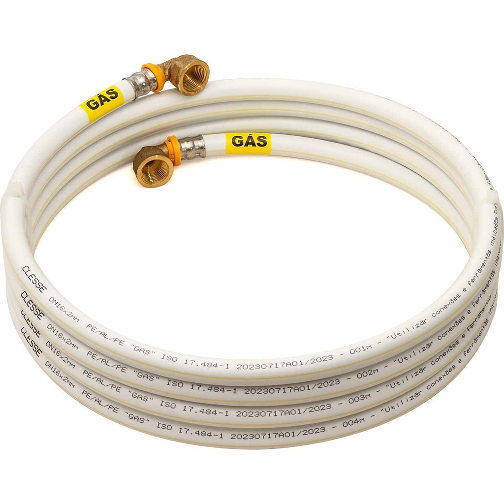 Kit 5 Metros 16mm Tubo Multicamadas PEX GÁS + 2 Cotovelos | Shopee Brasil