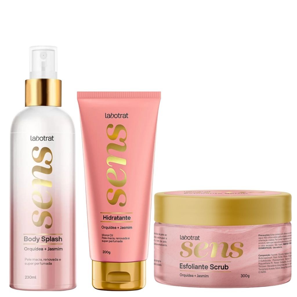 Kit Sens Orquídea e Jasmim Labotrat Esfoliante Scrub, Hidratante e Body ...