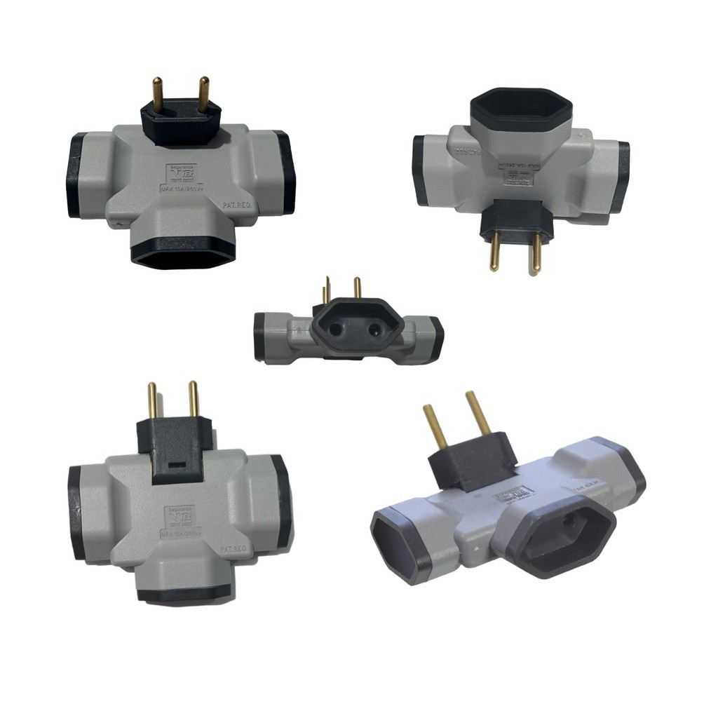 Kit 5 Benjamin Multiplicador de Tomada 2 Pino Articulado Selo Inmetro ...