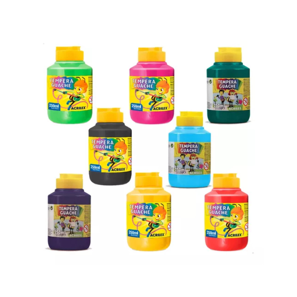 Tinta Guache Tempera Profissional Pintura 250ml Acrilex Escolha Sua Cor ...