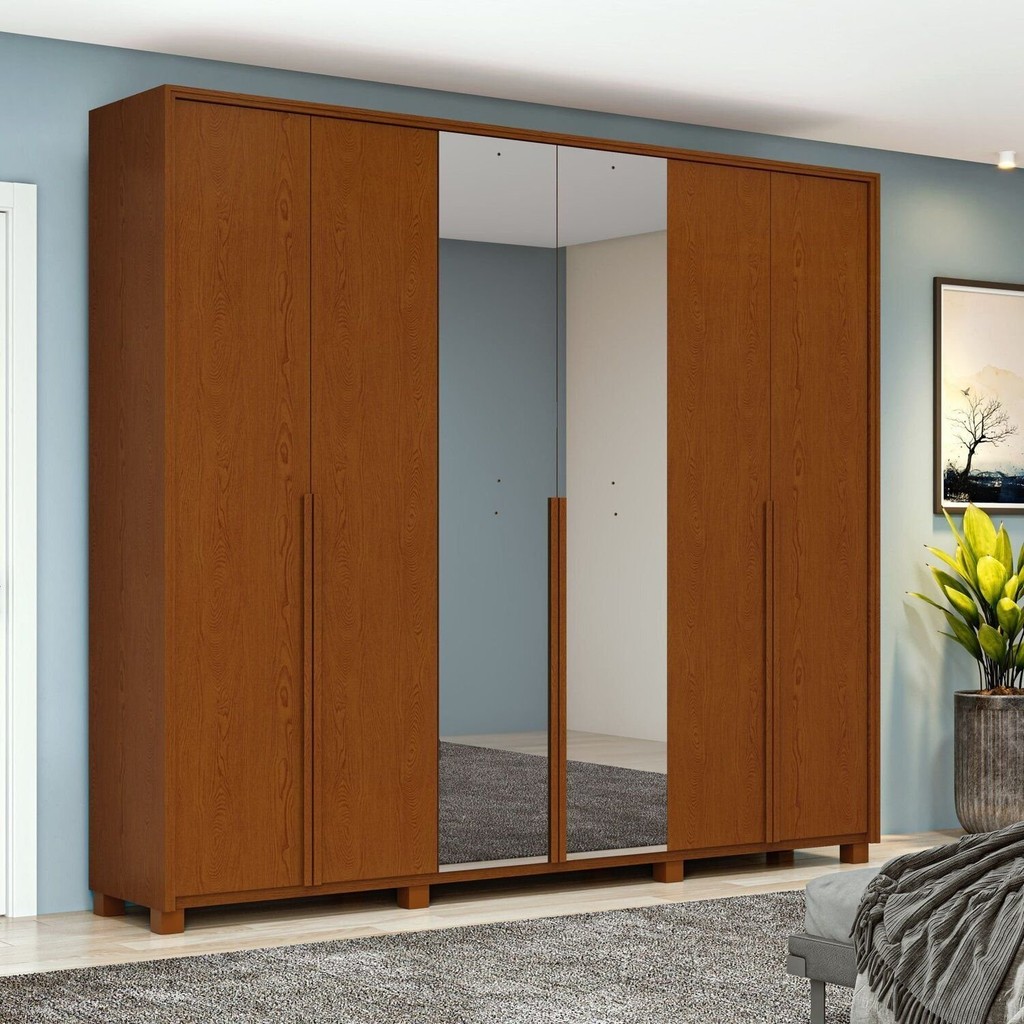 Guarda-roupa 6 Portas 4 Gavetas 100% Mdf com Espelho e Pés Style ...