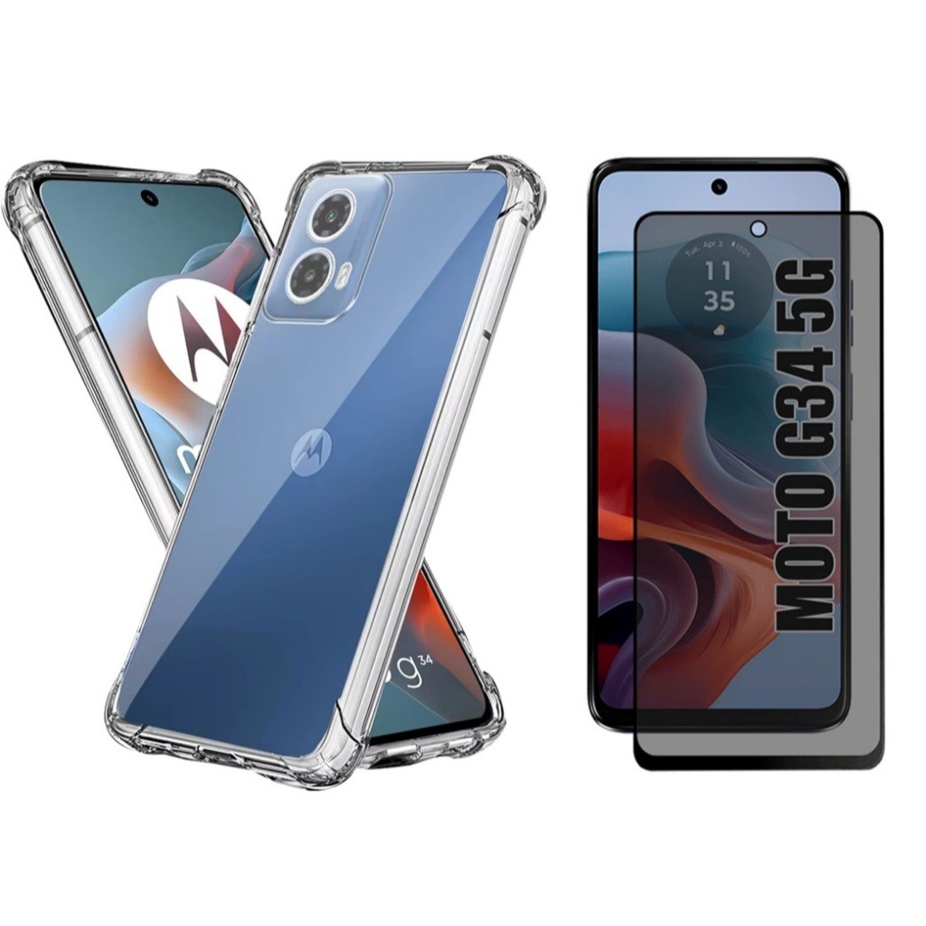Capa Case Capinha Anti Impacto Para Motorola Moto G34 + Película 3D ...