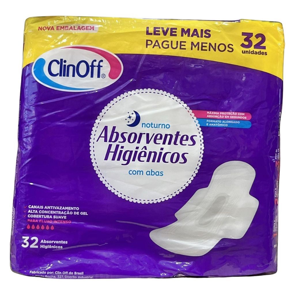 Absorventes Noturno Higiênicos Cobertura Suave Com Abas 32 Unidades ...