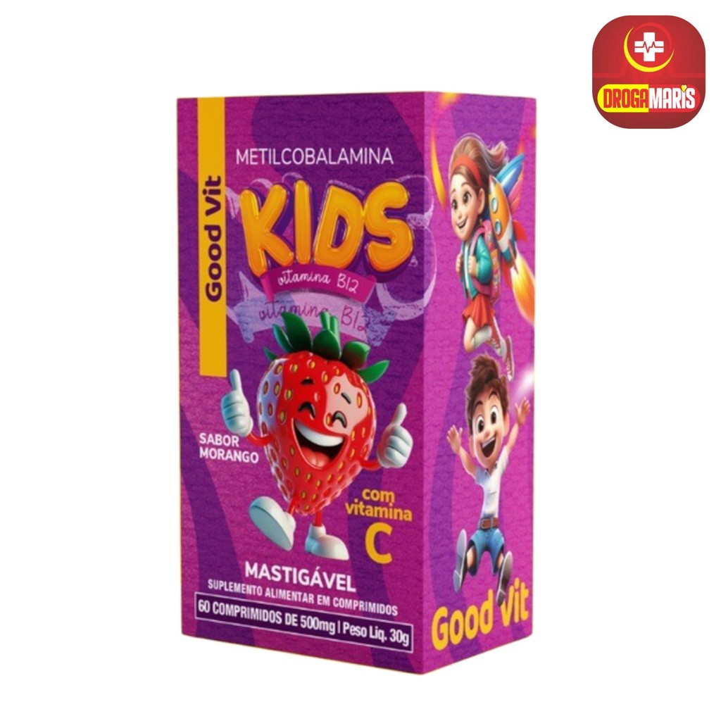 Vitamina B12 kids 60 comprimidos mastigáveis sabor Morango - com ...