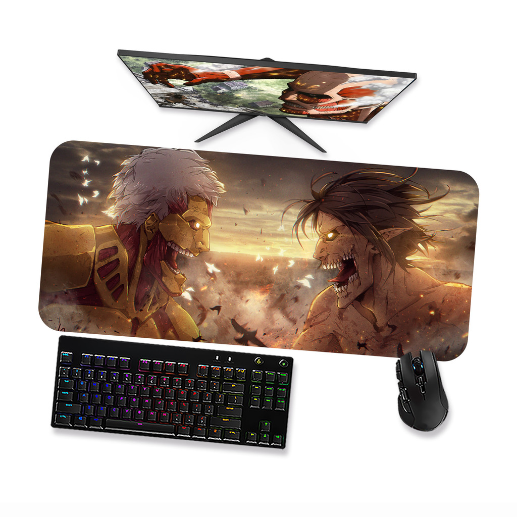Mouse pad ATTACK ON TITAN EREN VS REINER 1 - Mousepad Gamer 90x40 80x40 ...