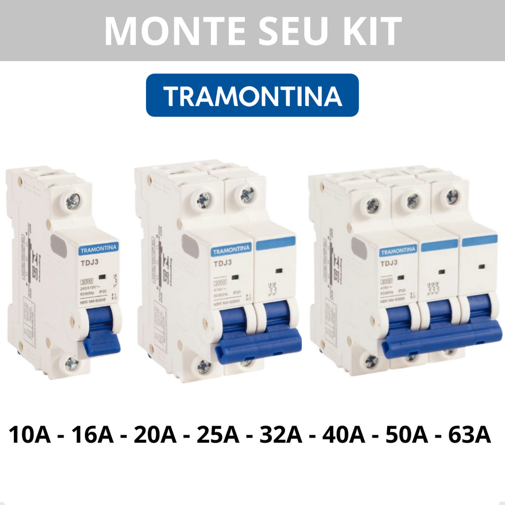 Disjuntor Unipolar Bipolar Tripolar DIN 10A a 63A 3kA TDJ3 Tramontina | Shopee Brasil