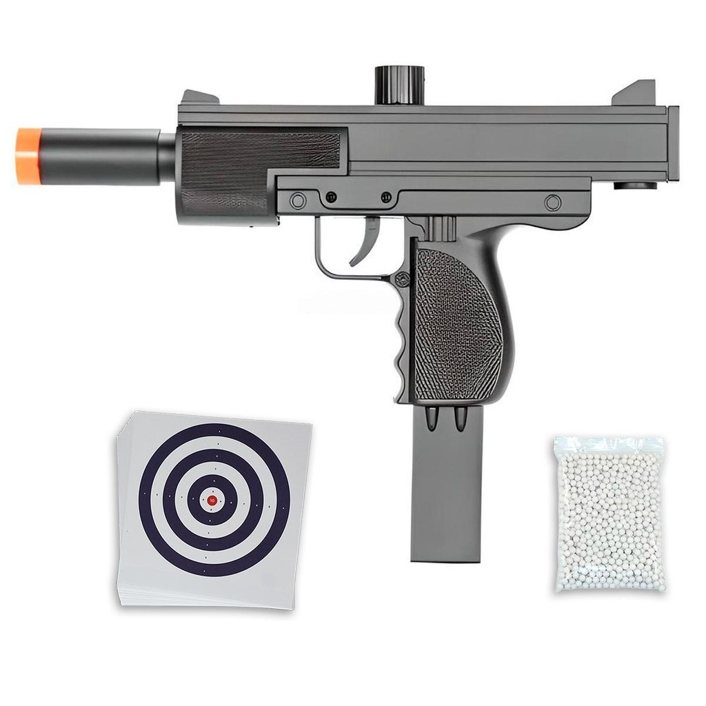 Pistola AirSoft Spring Mini Uzi M36 6mm Preta - Double Eagle + Esfera + Alvo | Shopee Brasil