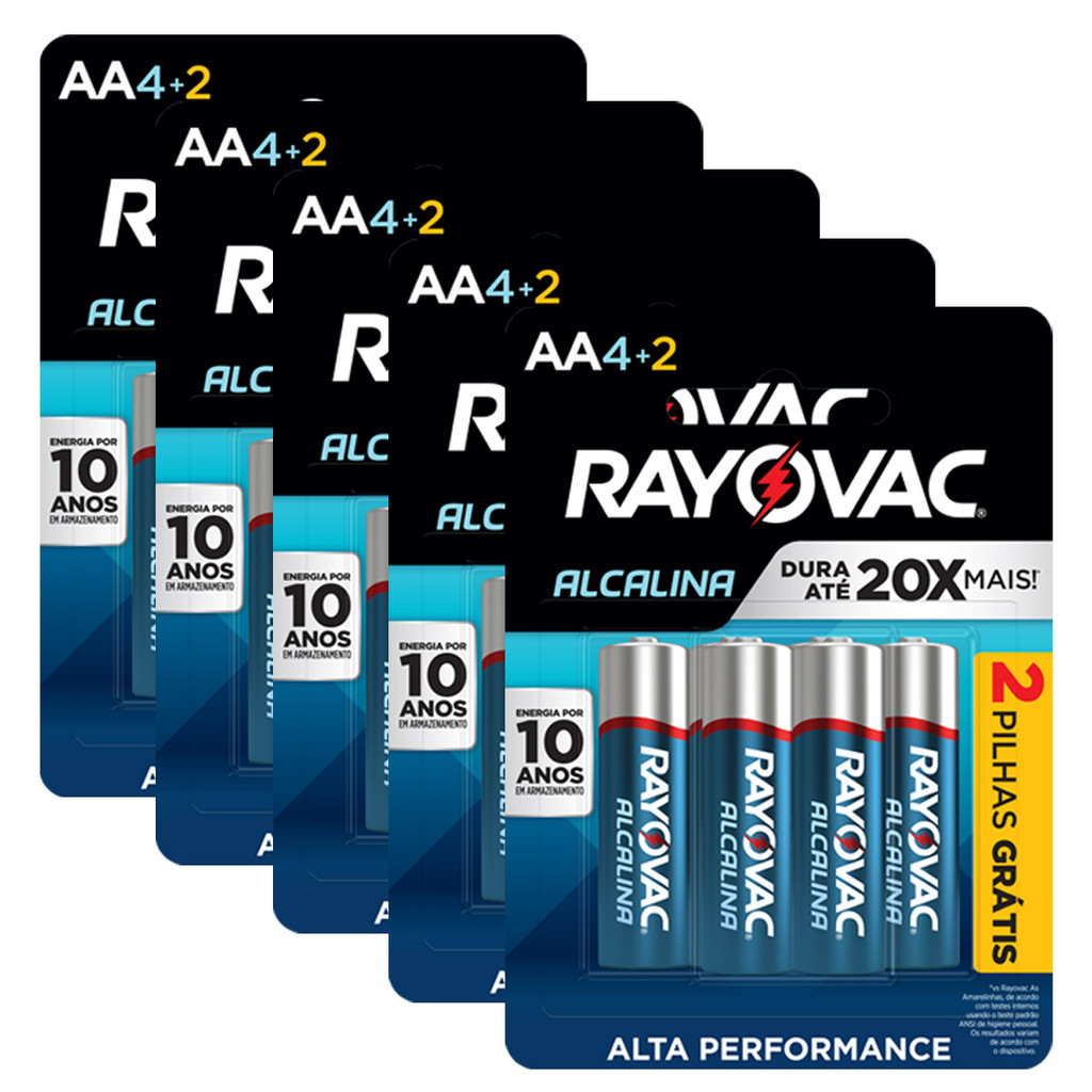 Pilha Alcalina AA Rayovac Bateria 2A Pequena kit 30 unidades | Shopee Brasil