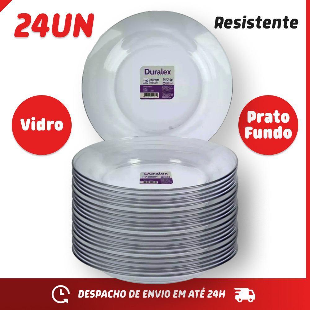 Conjunto 12/24 Pratos Duralex Astral Fundo Transparente Resistente | Shopee Brasil