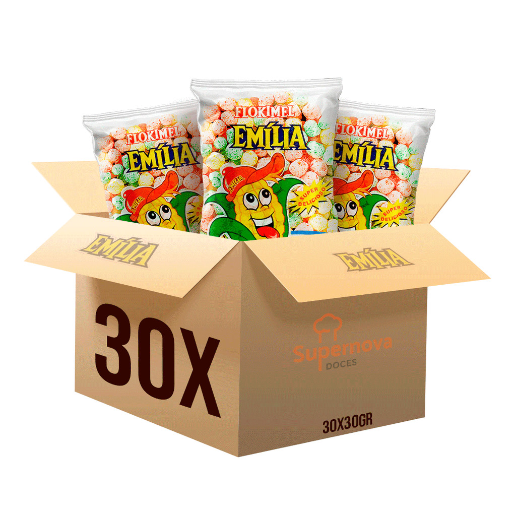 Pipoca Doce Emília Colorida (30 pacotes de 30g) | Shopee Brasil