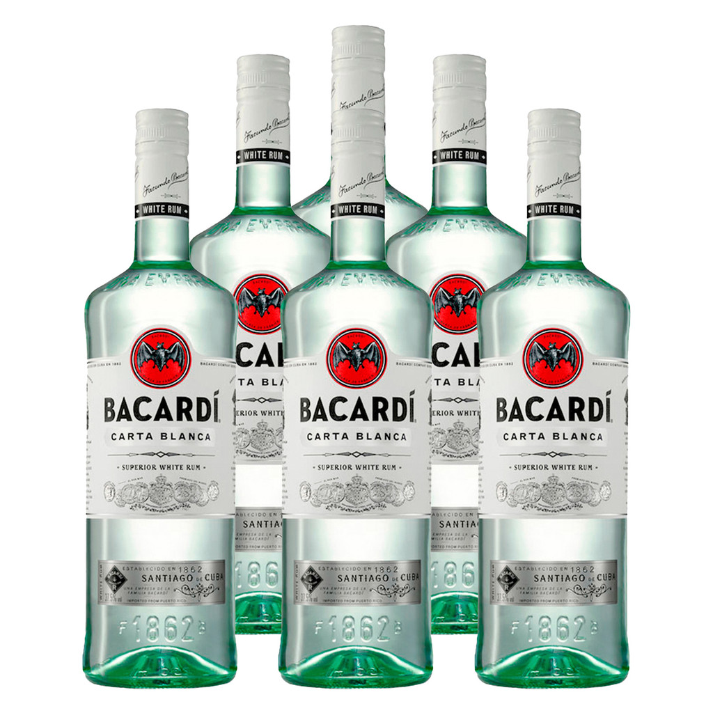 Rum Cubano Bacardi Carta Blanca 980ml 6 Unidades | Shopee Brasil