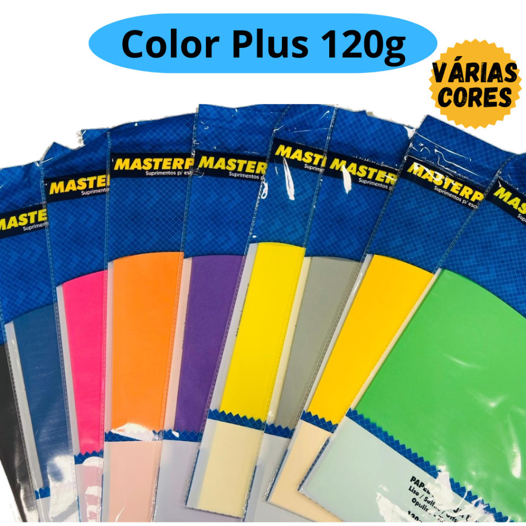 Papel Color Plus 120g 20 Folhas A4 Várias Cores Offset Masterprint ...