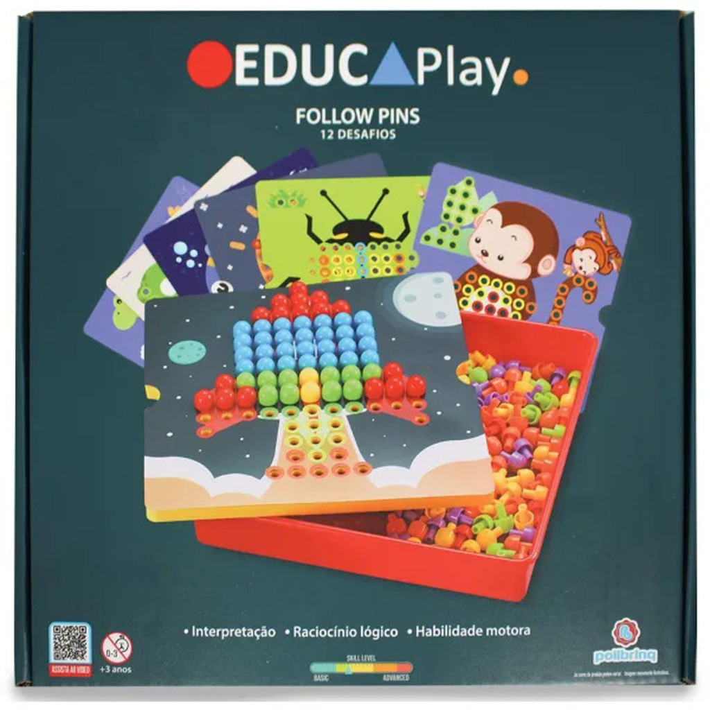 Brinquedo Educativo Follow Pins 12 Desenhos + 180 Pinos EducaPlay - Polibrinq | Shopee Brasil