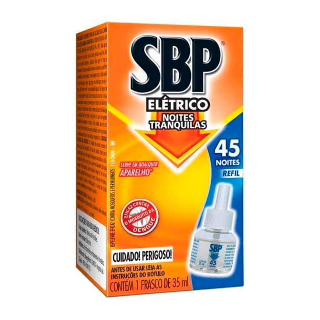 Repelente Elétrico Líquido SBP 45 Noites Refil 35ml | Shopee Brasil