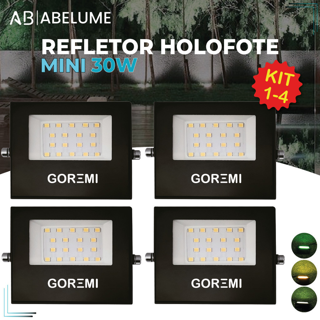 Kit 4 Refletor Holofote ECO Led 30W Bivolt 110V-220V Cor Branco Frio, Branco Quente e Verde IP65 ...