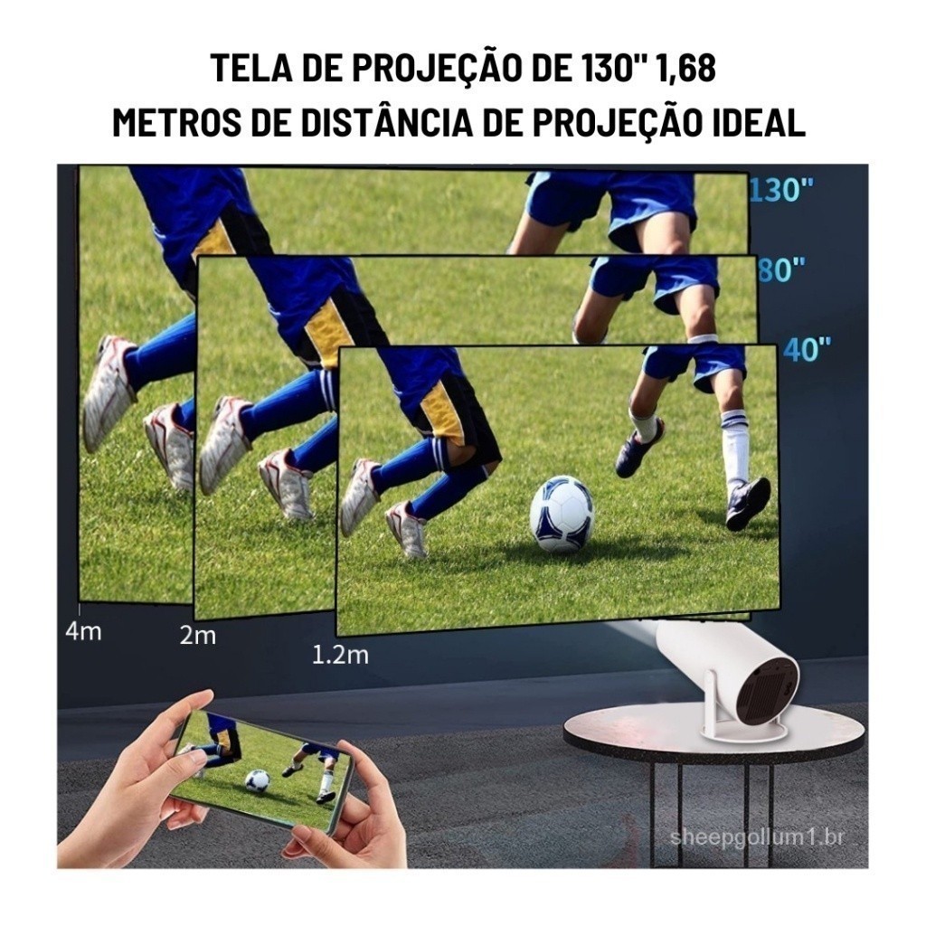 Projetor 4K HD 150 Polegadas Celular, Tv B0x, Xbox, PS, Pc, Wifi e ...