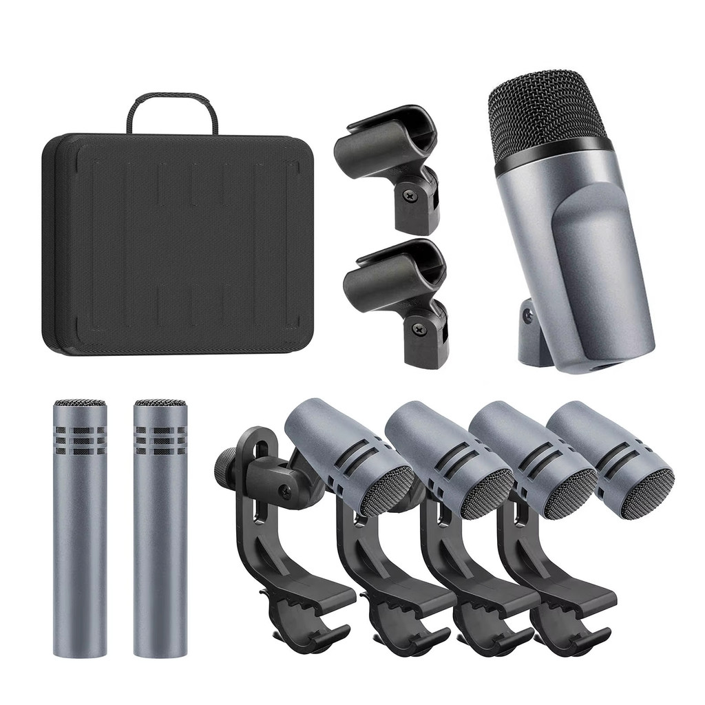 Kit de microfones bateria E608 com 7 peças (Bumbo, Caixa, Tons e Pratos ...