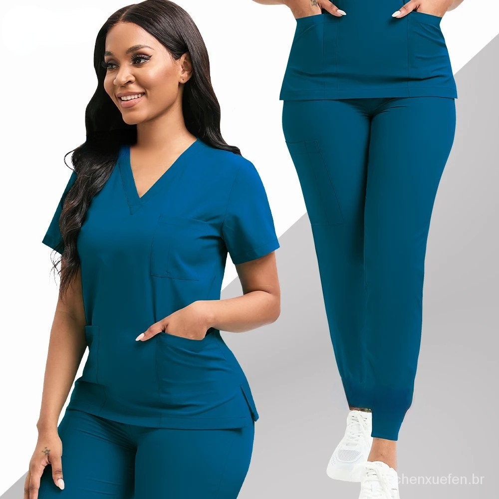 Novo Uniforme De Enfermeira Médico Scrapie Set Com Calças De Bolso ...