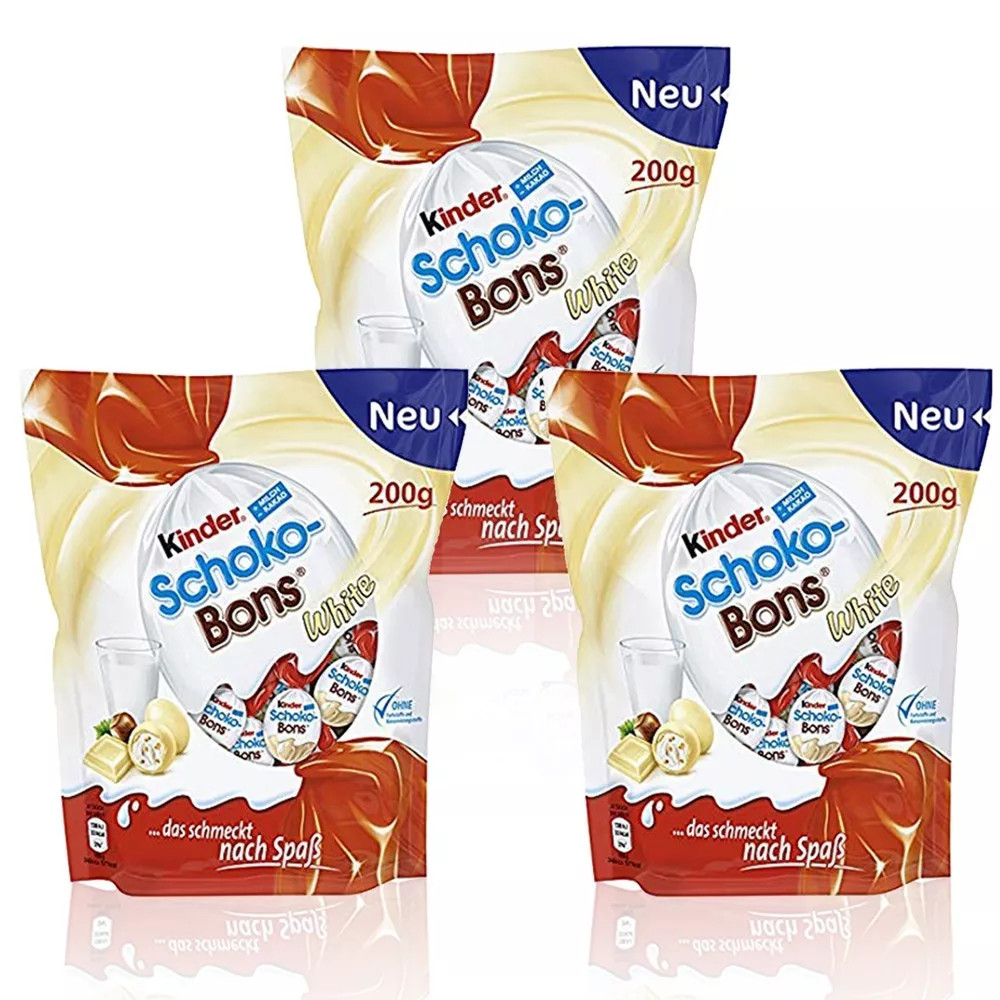 kit 3 Chocolate Branco kinder schoko bons white Pacote 200g | Shopee Brasil