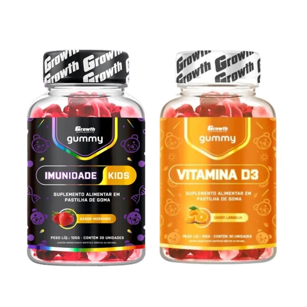 Kit Gummy Imunidade + Gummy Vitamina D3 - Growth Supplements | Shopee ...