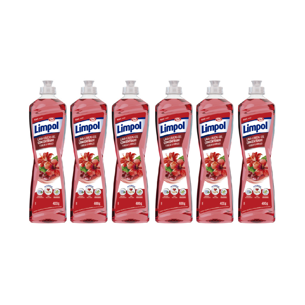 Kit 6 Detergente Cereja Hibisco Limpol Bombril 400G | Shopee Brasil