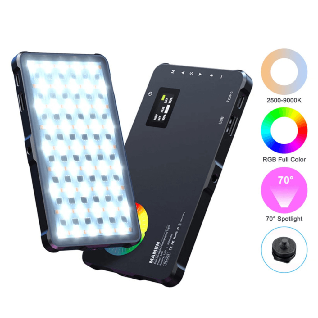 Mini Painel LED Bicolor RGB Iluminador Portátil com PowerBank SL-C02 ...