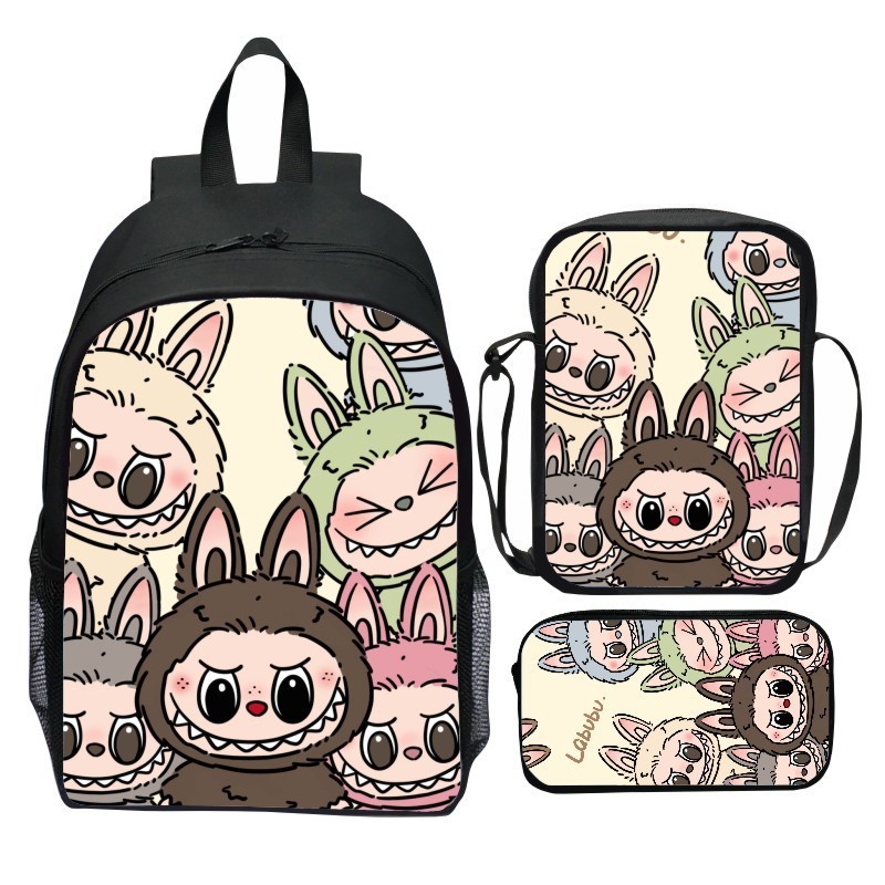 3 Peças/Conjunto Mochila Infantil Bolsa De Ombro Caixa De Lápis Labubu ...