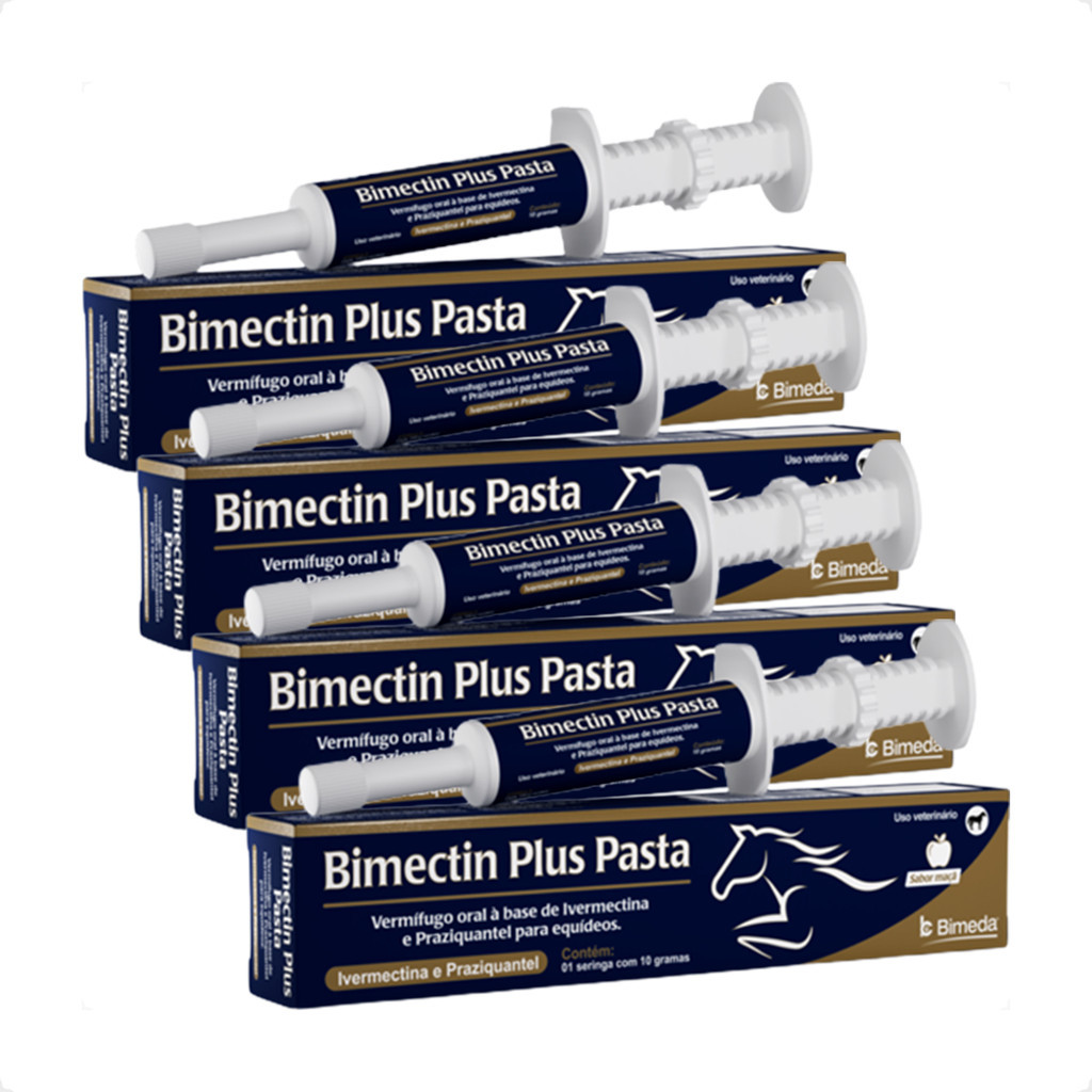 Kit 4 Bimectin Plus Pasta Vermífugo Oral para Equinos - Seringa 10g ...