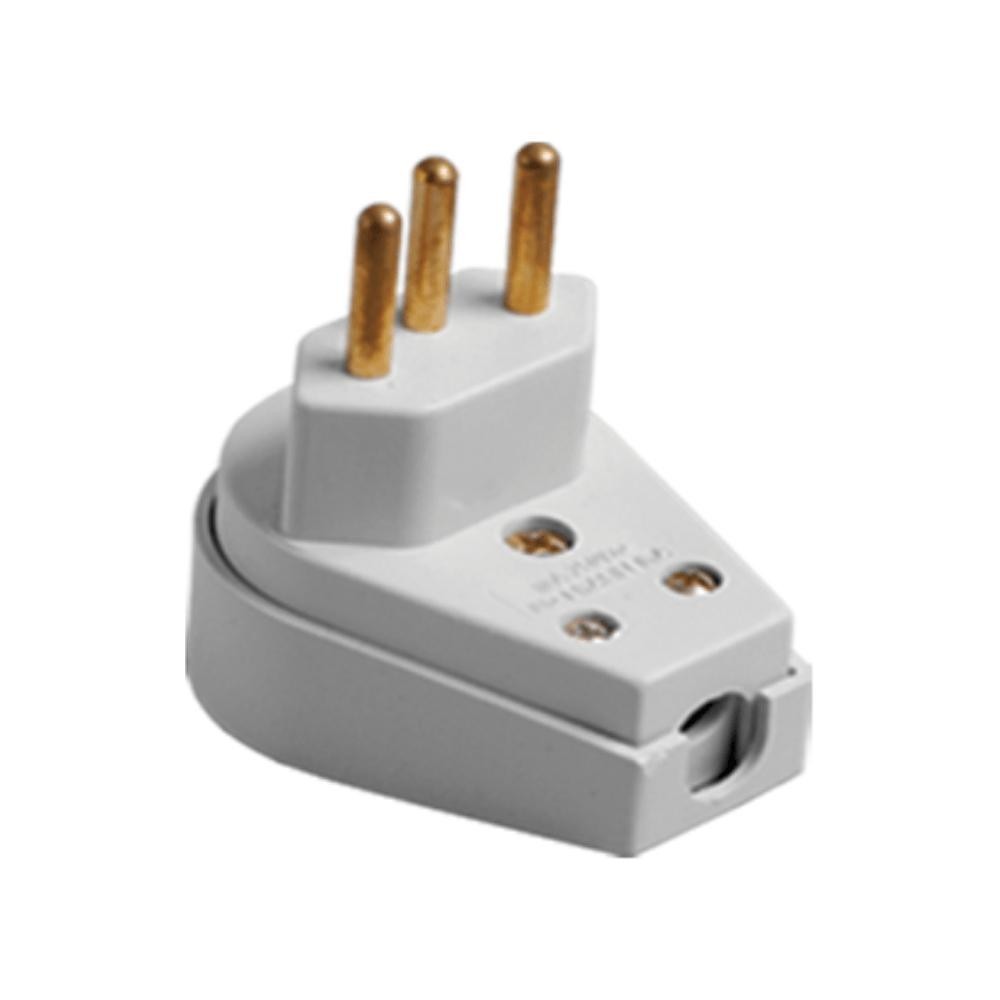 Plugue Macho Angular Ilumi 2 Pinos + Terra 10A 250V Branco - 1439 ...