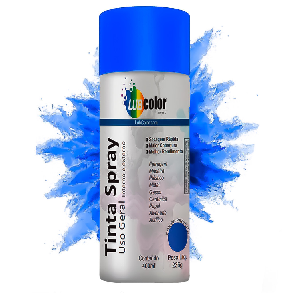 Tinta Spray Azul Fluorescente 400ml Madeira Plástico Metal Isopor Papel ...