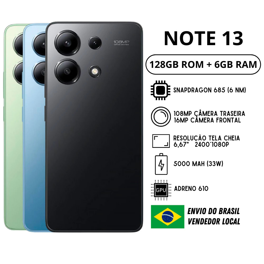 Xiaomi Redmi Note 13 256 Gb Rom/8 RAM Versão Global | Smartphone 4G ...