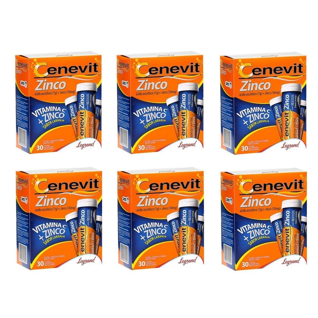 Kit 06 Vitamina C Efervescente com Zinco 30 Cps - Cenevit | Shopee Brasil